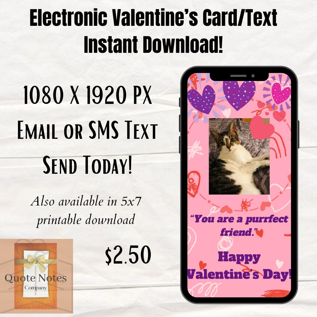 Electronic Valentines Day Card, Digital Valentines Card, SMS Text Phone ...