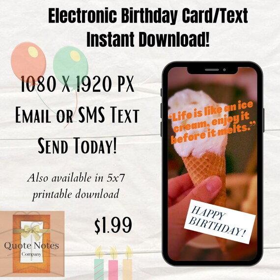 Electronic Birthday Card Digital Birthday Card SMS Text | Etsy