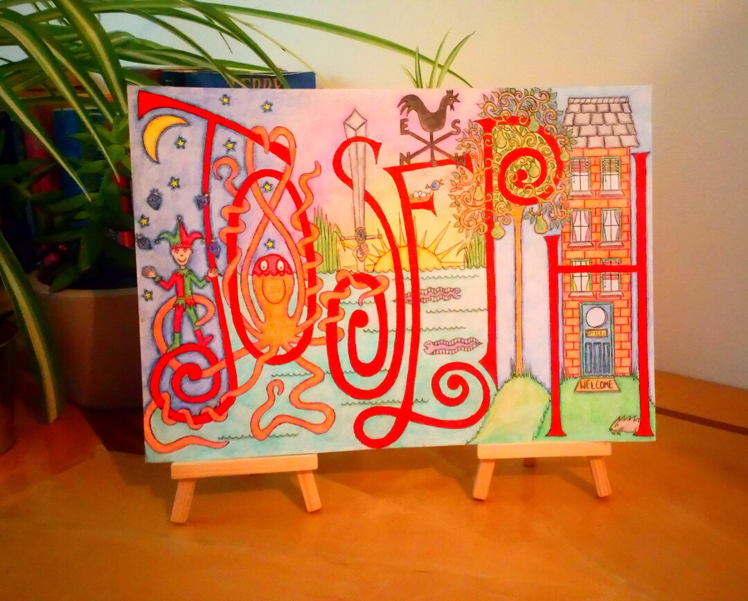 Personalised Name Artwork, Hand-drawn Illustrated Name, Kids' Bedroom ...
