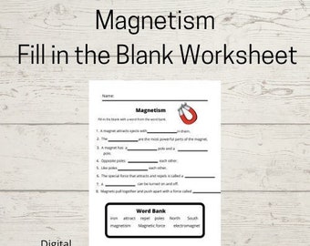 Magnet Science Worksheet | Magnet Vocabulary | Digital Download ...