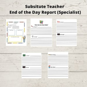 Substitute Teacher End of the Day Report | Elementary School | Digital ...