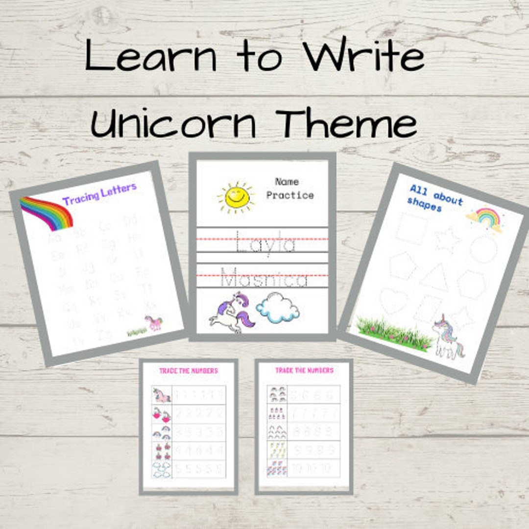 Homeschool Printables | Learn to Write Bundle | Unicorn Theme | Digital ...
