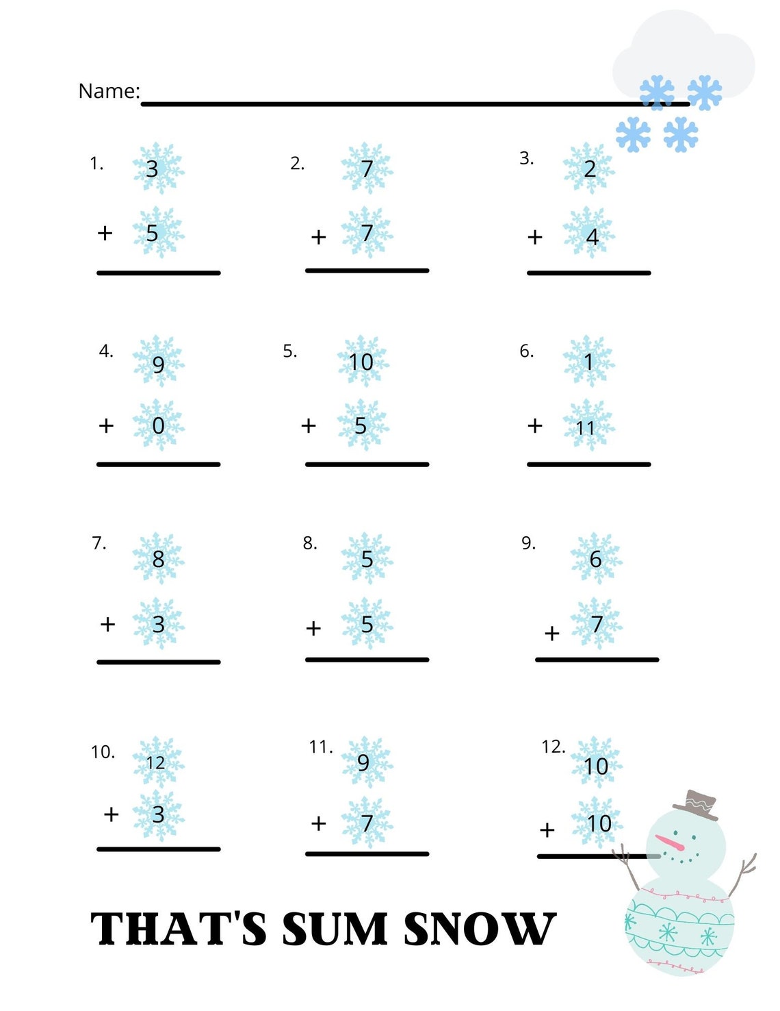 Learning Printable | Snow Day Learning| Homeschool Printable | 1st ...