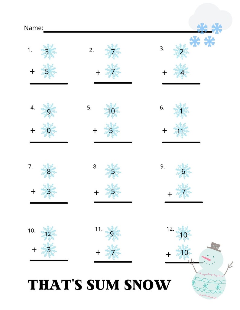 Learning Printable | Snow Day Learning| Homeschool Printable | 1st ...
