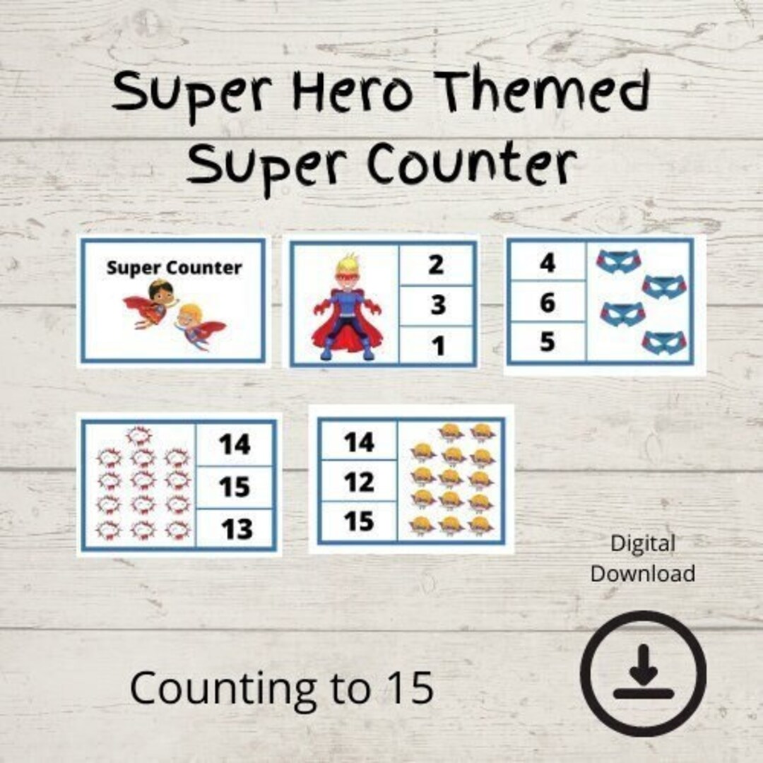 Homeschool Printables | Superhero Themed | Counting to 15 | Task Box ...