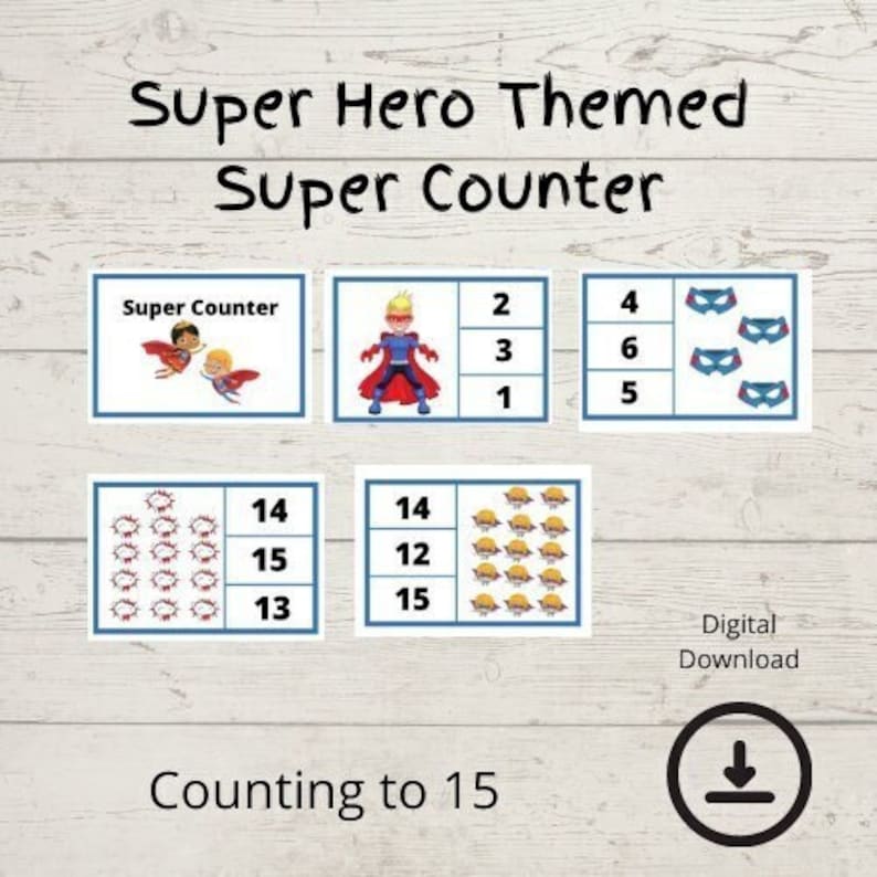 Homeschool Printables | Superhero Themed | Counting to 15 | Task Box ...
