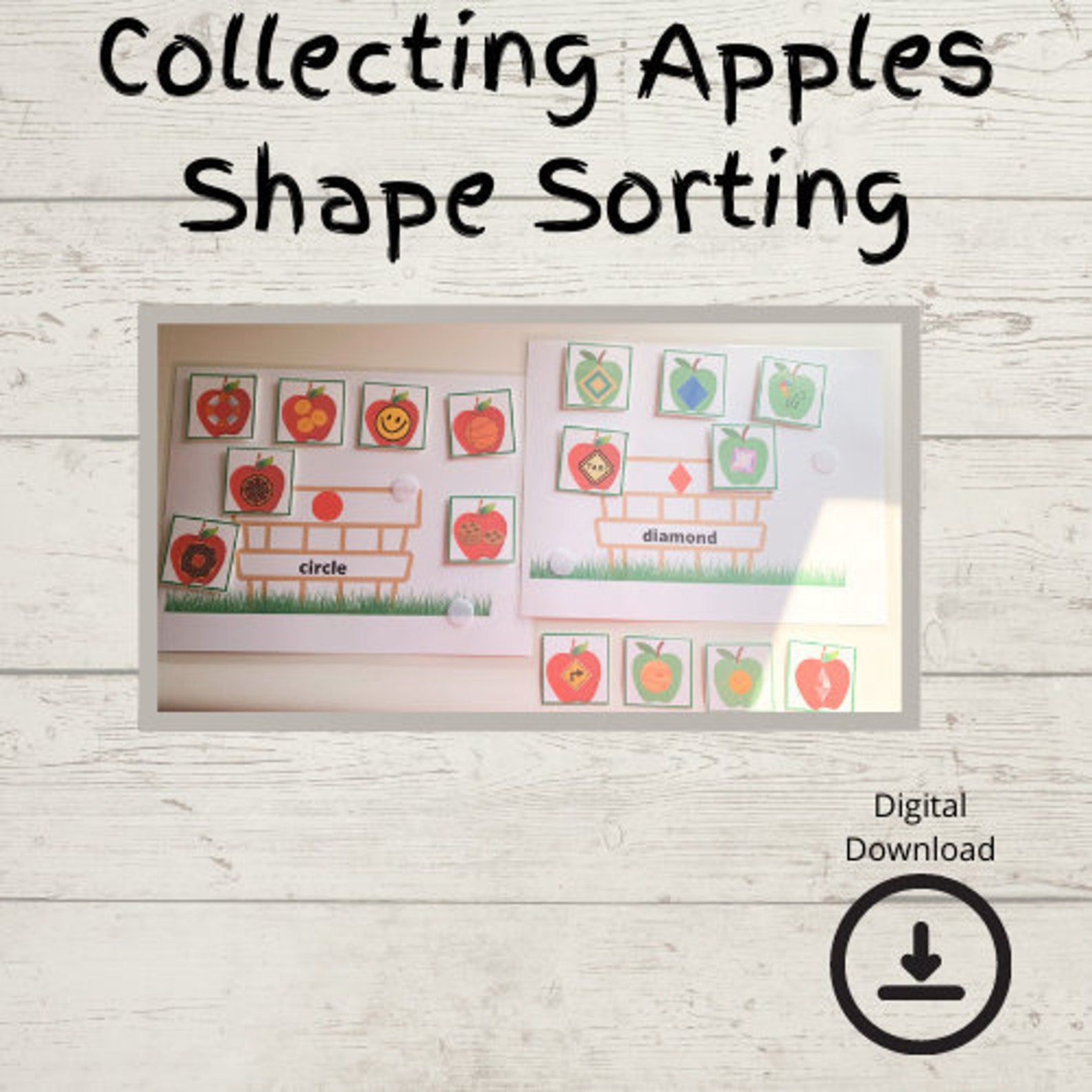 Toddler Homeschool Printable | Apple Theme Shape Matching | Digital ...