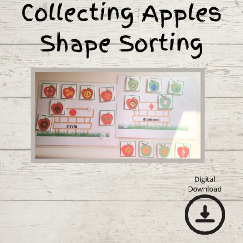 Toddler Homeschool Printable Apple Theme Shape Matching Digital ...