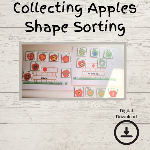 Toddler Homeschool Printable Apple Theme Shape Matching Digital ...
