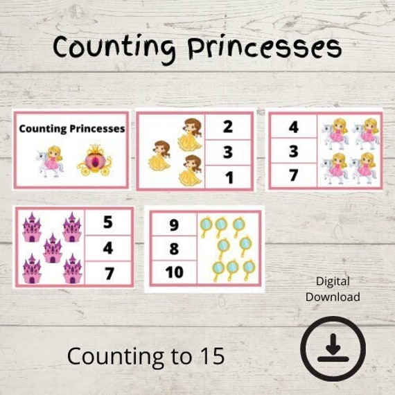 Homeschool Printables Princess Themed Counting to 15 - Etsy