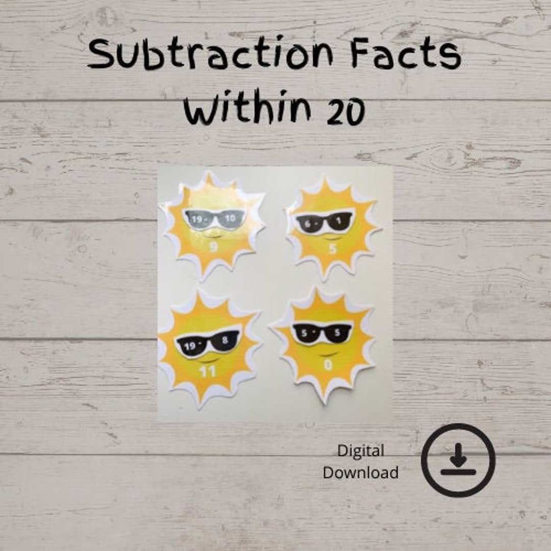 Homeschool Printables | Subtraction Fact Within 20 | Sunshine Theme ...