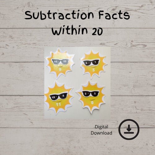 Homeschool Printables | Subtraction Fact Within 20 | Sunshine Theme ...