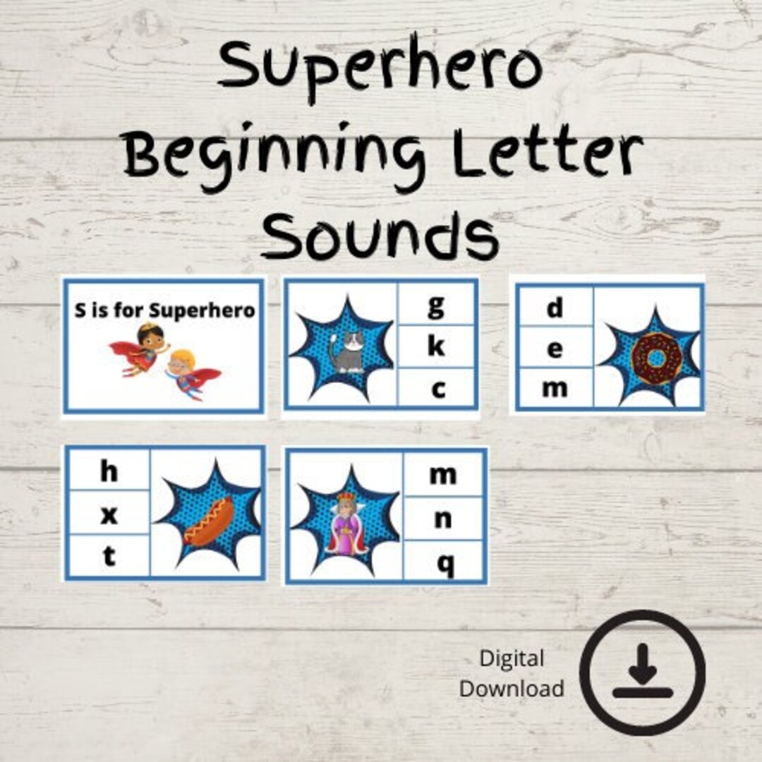 Homeschool Printables | Superhero Themed | Beginning Letter Sounds ...