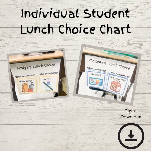 Classroom Resources | Individual Student Lunch Choice Chart | Digital ...