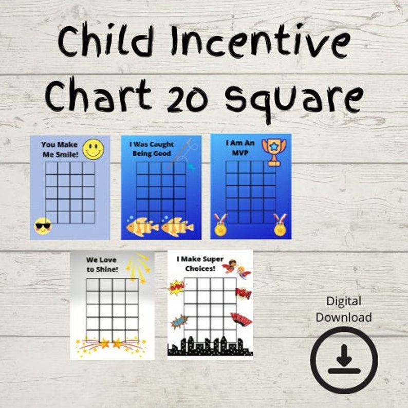 Classroom Resources | Child Incentive Charts | 20 Square | Digital ...