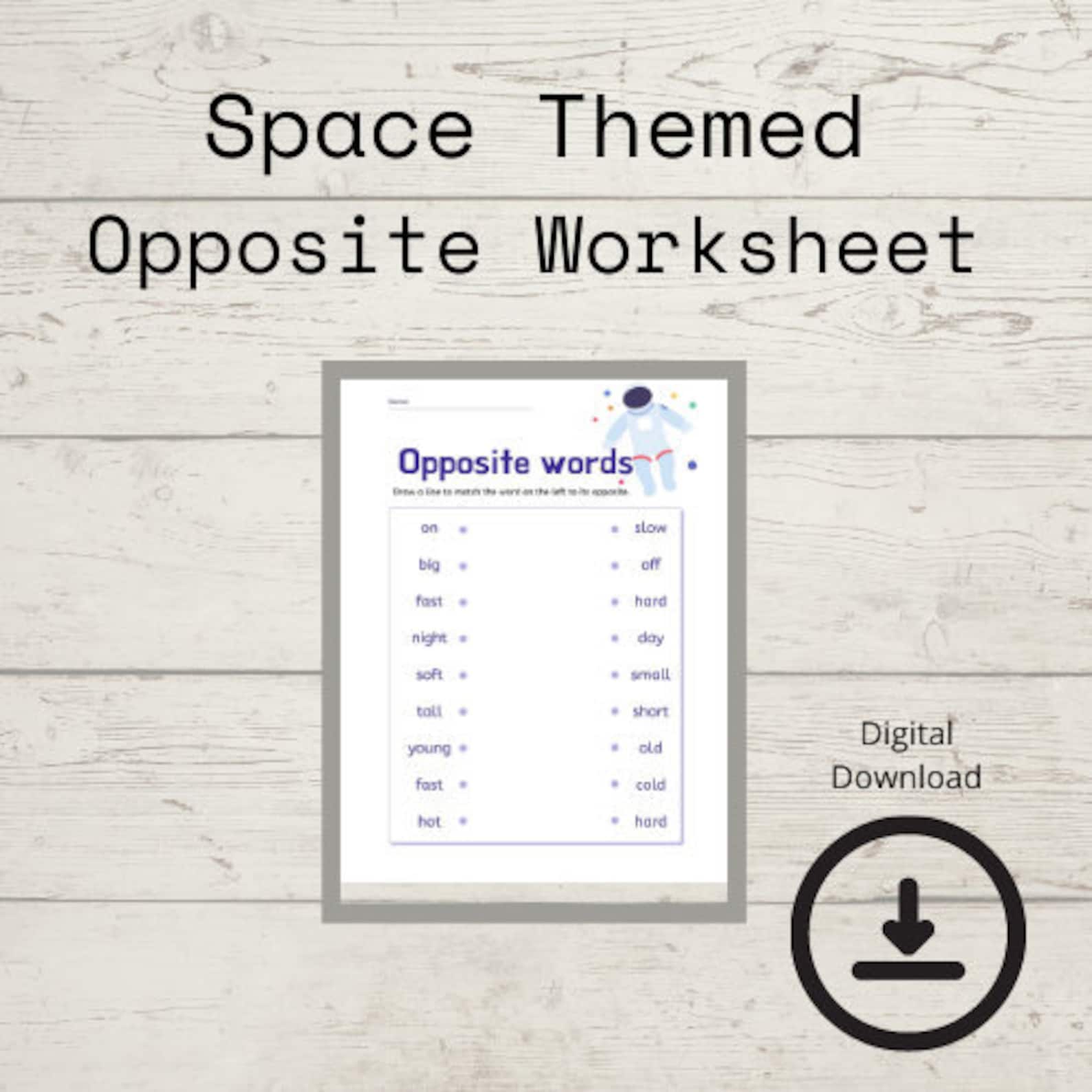 Kindergarten Worksheets | Opposites | Space Thematic Unit | Homeschool ...