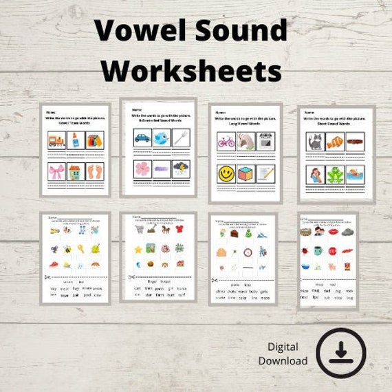 Homeschool Printables Vowel Sound Worksheet Bundle 8 | Etsy