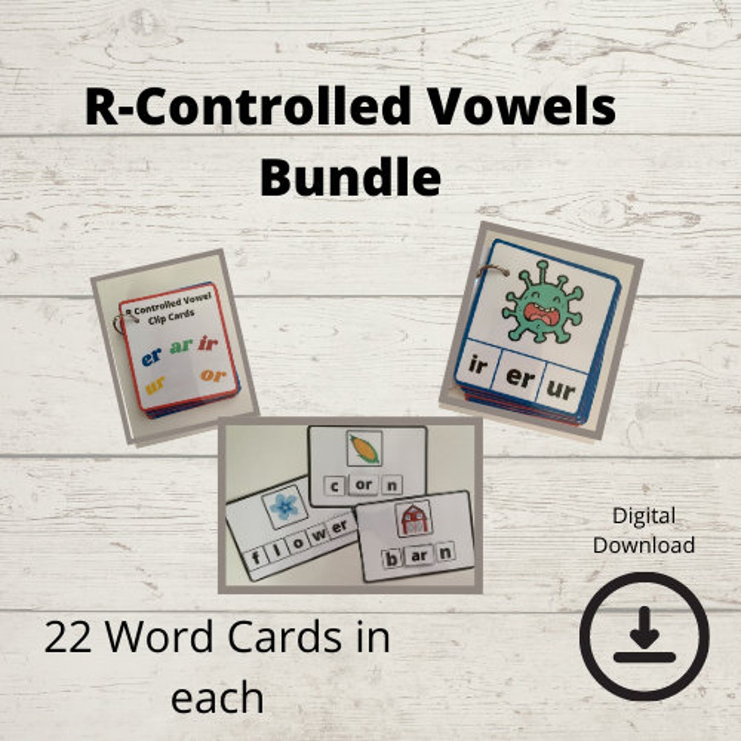 Homeschool Printables | R-controlled Vowels Bundle | Clip Cards ...