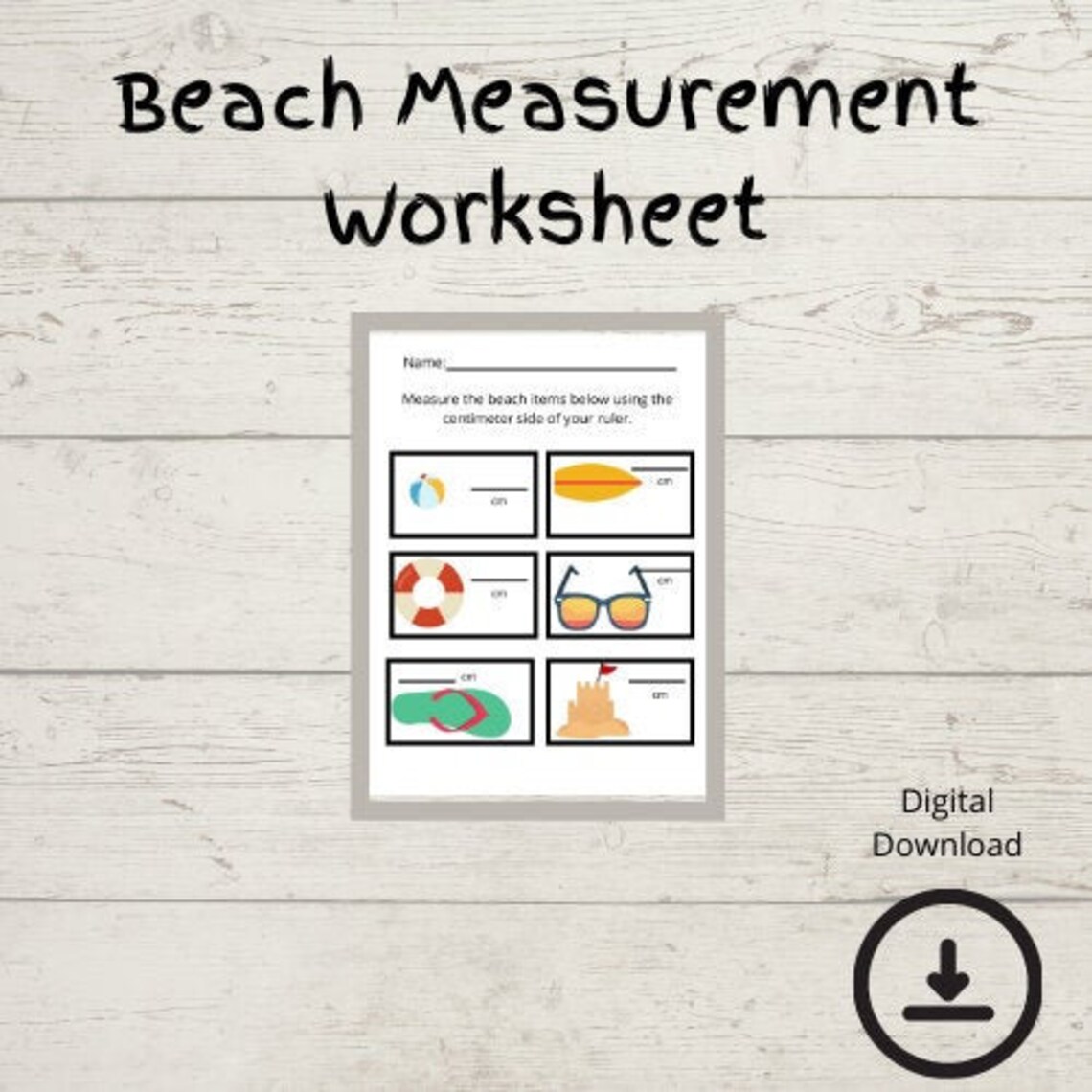 Homeschool Printables | Beach Measurement Worksheet | Measuring in ...