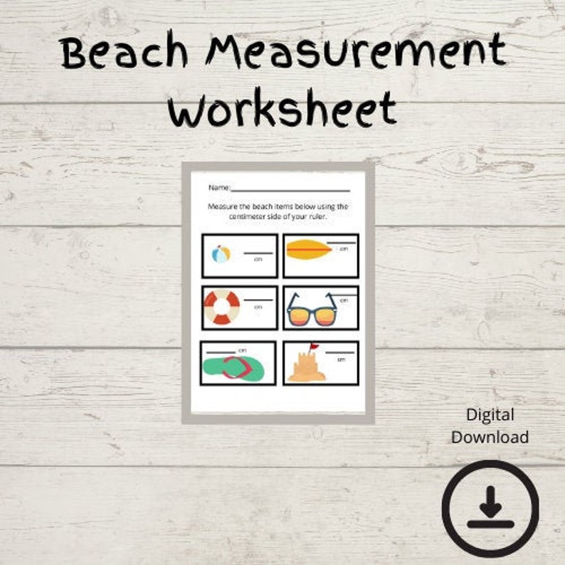 Homeschool Printables | Beach Measurement Worksheet | Measuring in ...