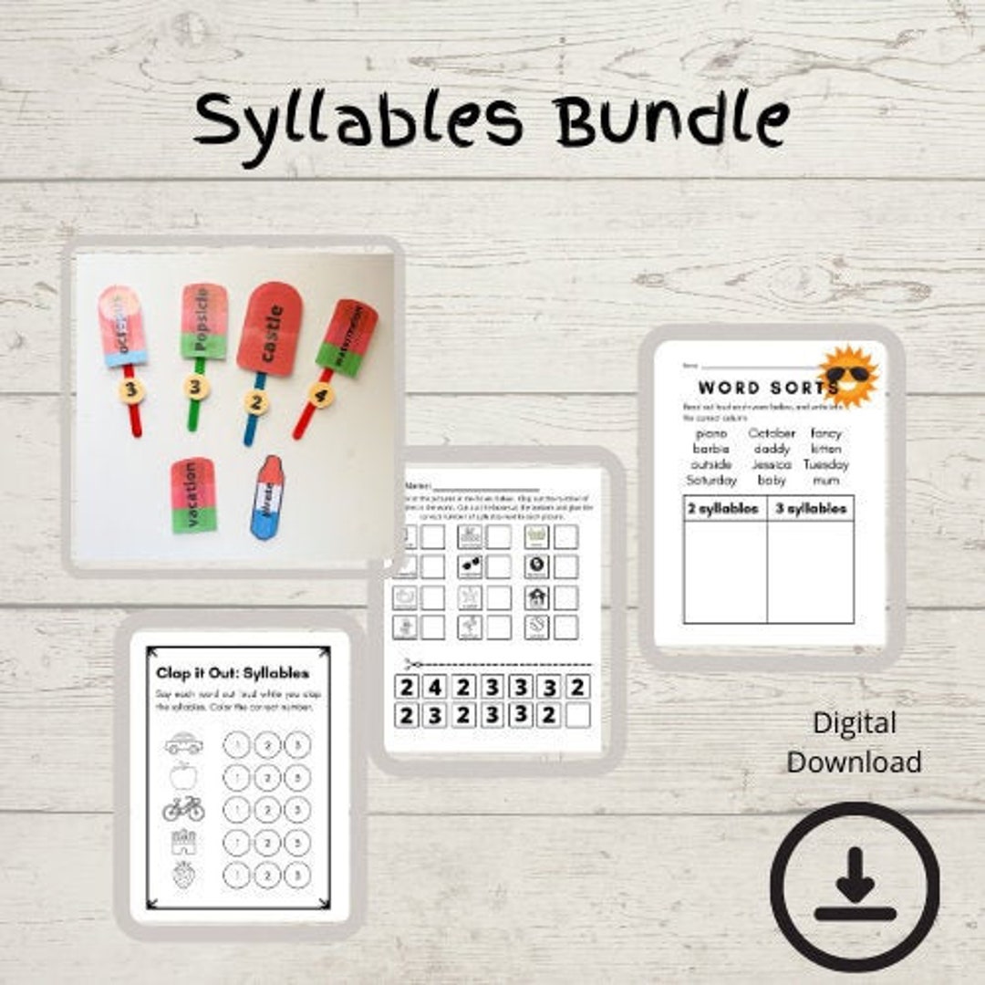 Homeschool Printables | Syllables Bundle | Kindergarten | First Grade ...