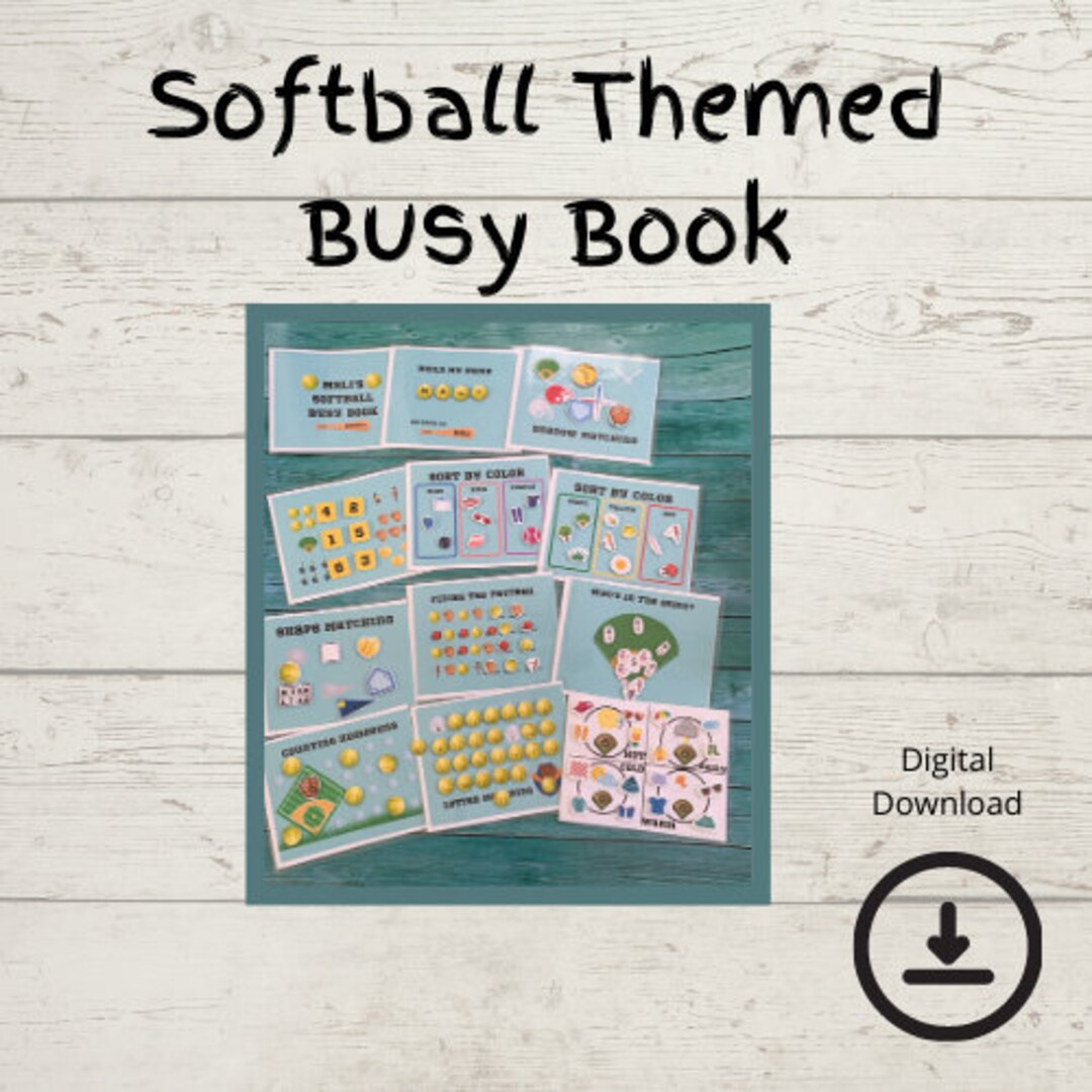 Preschool Busy Book | Softball Themed | Homeschool Printables | Toddler ...