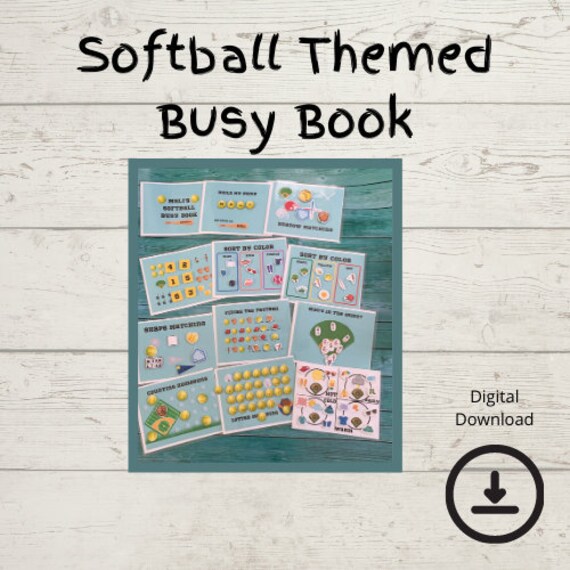 Preschool Busy Book Softball Themed Homeschool Printables | Etsy