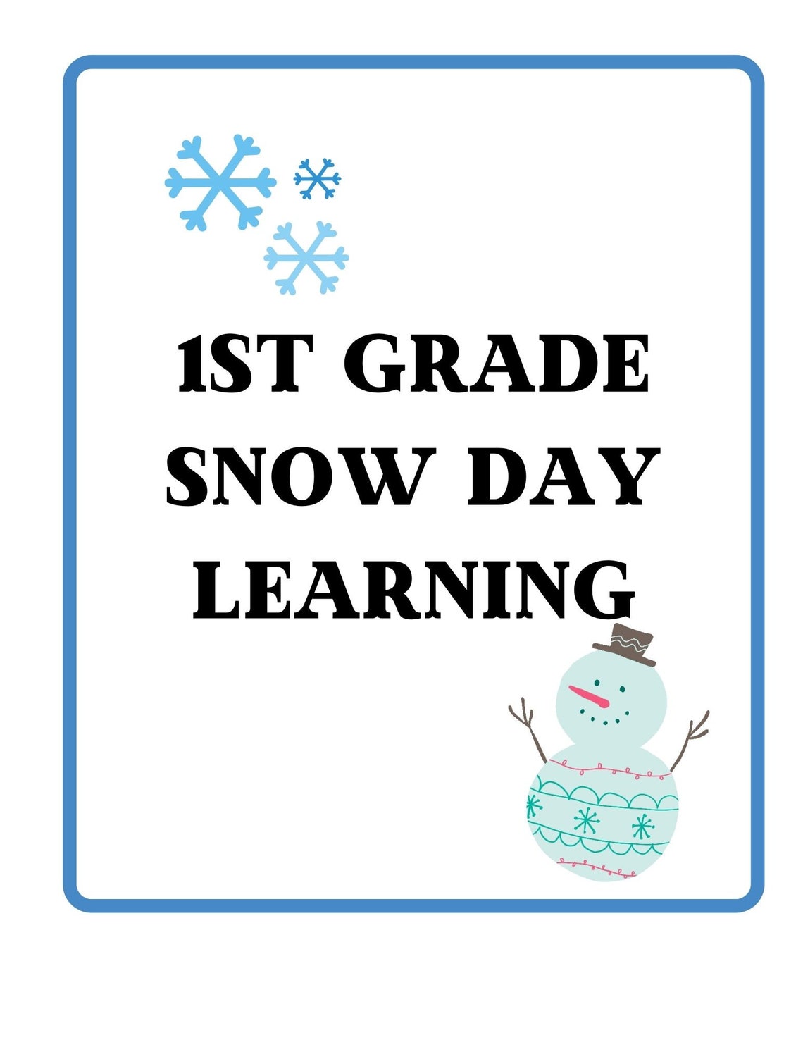 Learning Printable | Snow Day Learning| Homeschool Printable | 1st ...