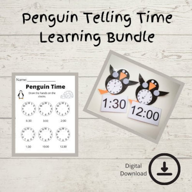 Penguin Themed Telling Time Bundle | Worksheets | Hands-on Activity ...