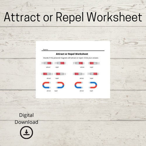 Magnet Science Worksheet | Attract or Repel | Digital Download ...
