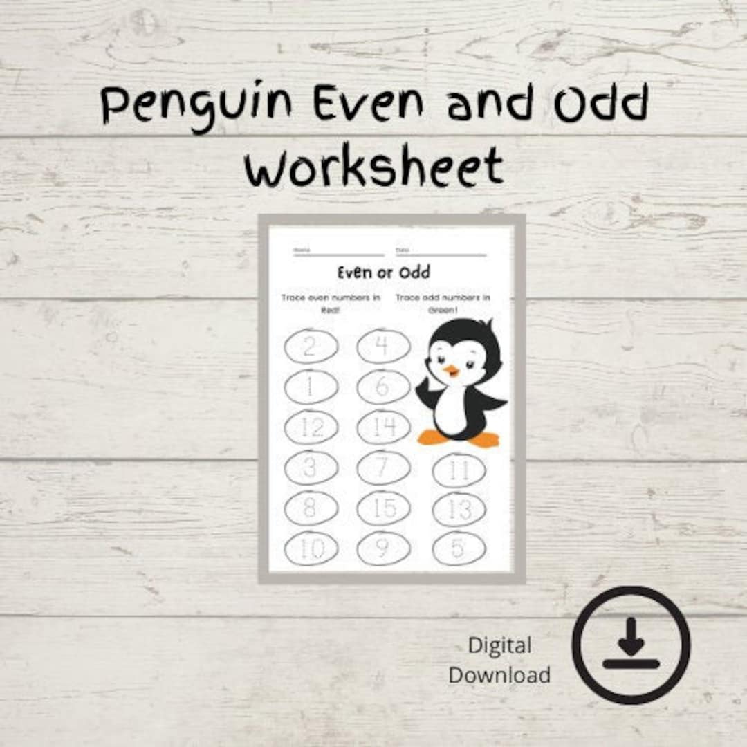Penguin Themed Even and Odd Worksheet | Digital Download | Kindergarten ...