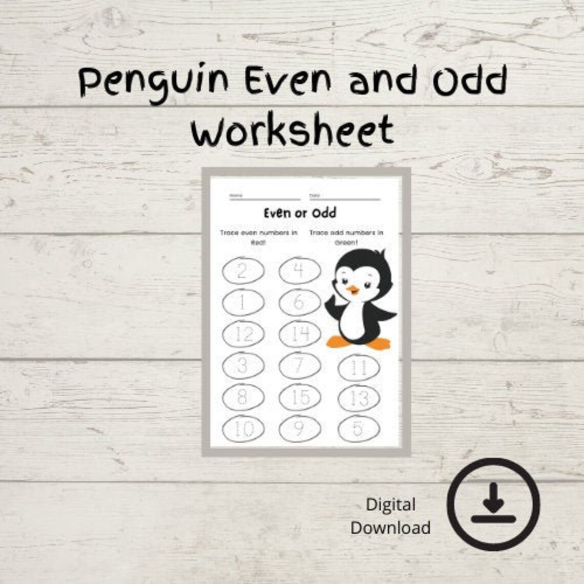 Penguin Themed Even and Odd Worksheet | Digital Download | Kindergarten ...