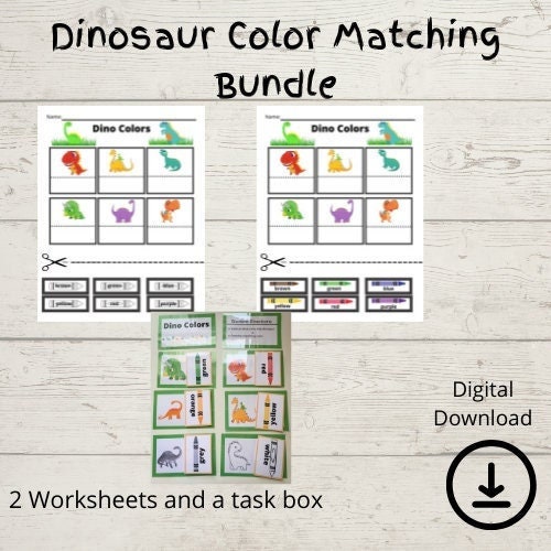 Homeschool Printables | Dinosaur Themed | Colors and Color Words | Task ...