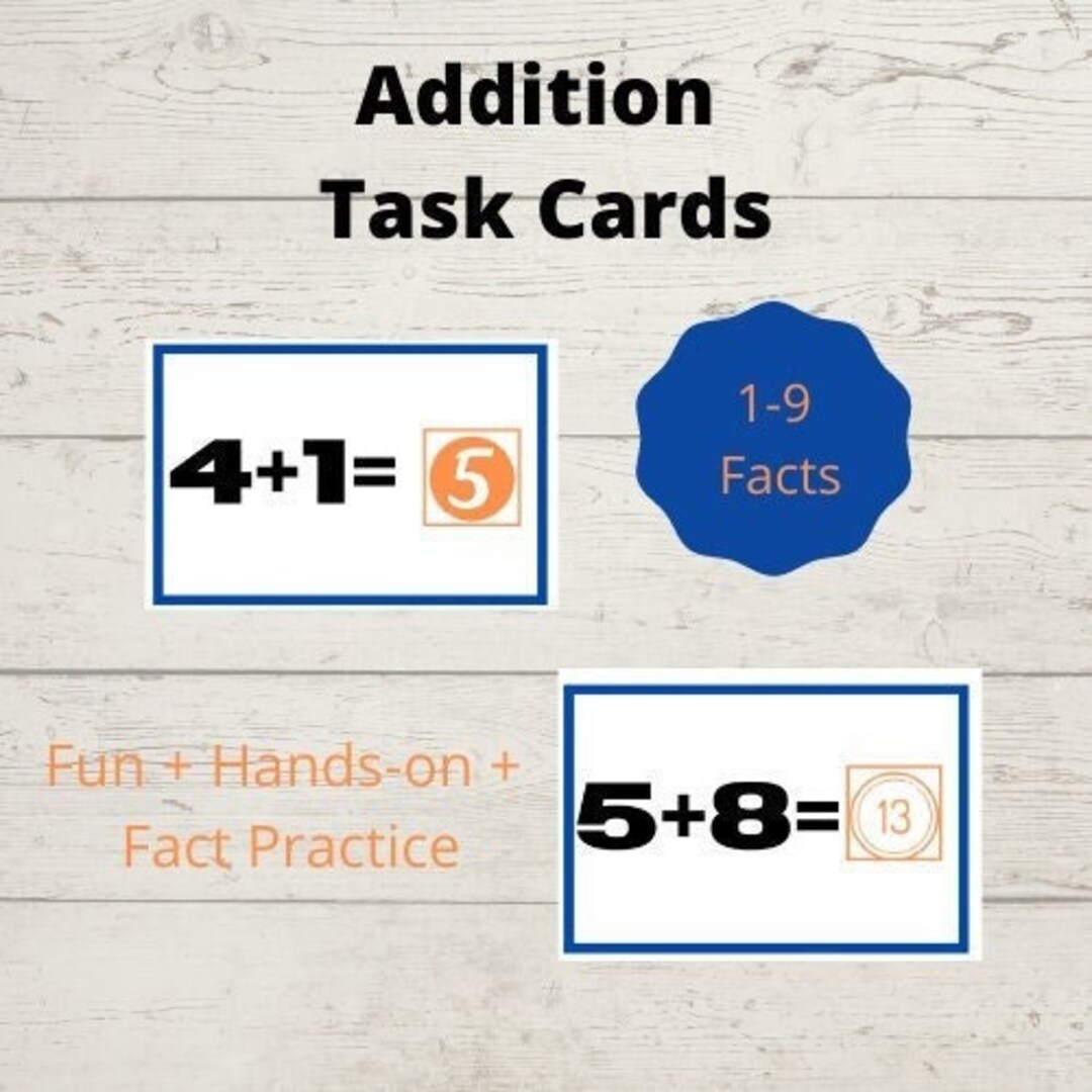 Homeschool Printables | Addition Facts With Sums to 20 | Task Cards ...