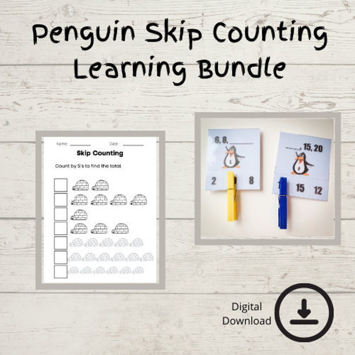 Penguin Themed Skip Counting Bundle | 4 Worksheets and a Hands-on ...