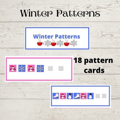 Homeschool Printables Winter Patterns Digital Download Pre-k ...