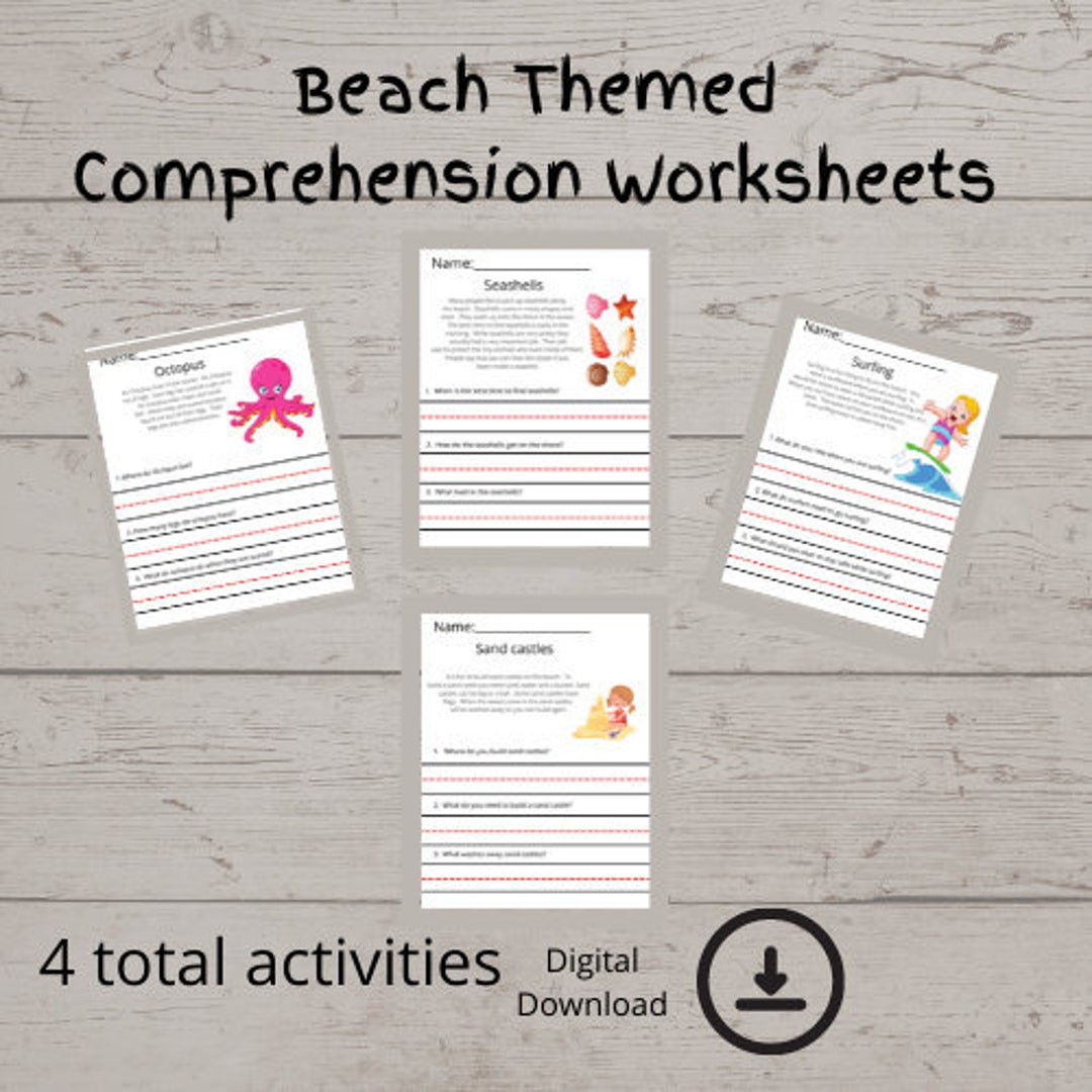 Homeschool Printables | Beach Themed Comprehension Worksheets | 4 ...