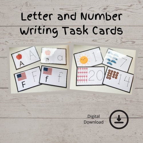 Homeschool Printables Number and Letter Writing Task Cards Digital ...