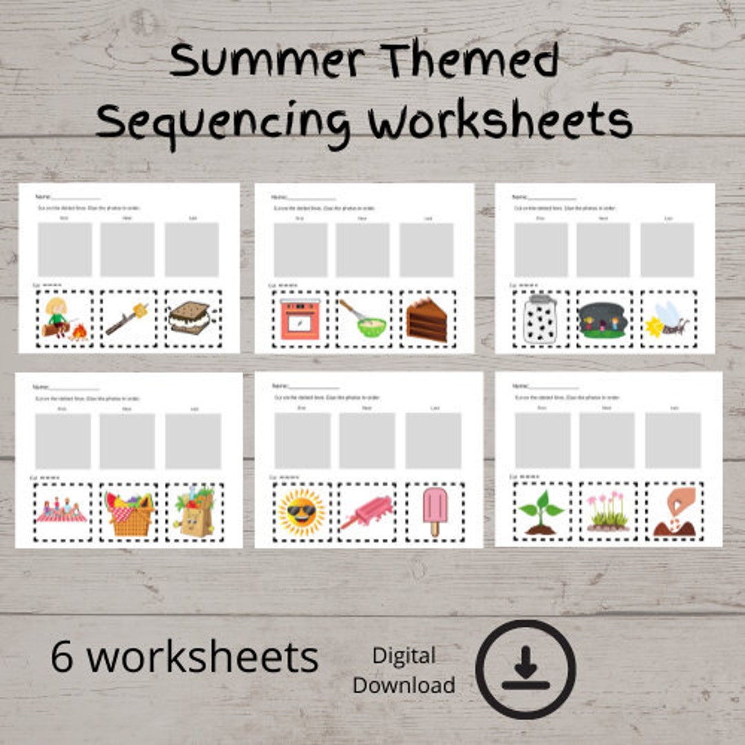 Homeschool Printables Summer Themed Sequencing Worksheets Digital ...