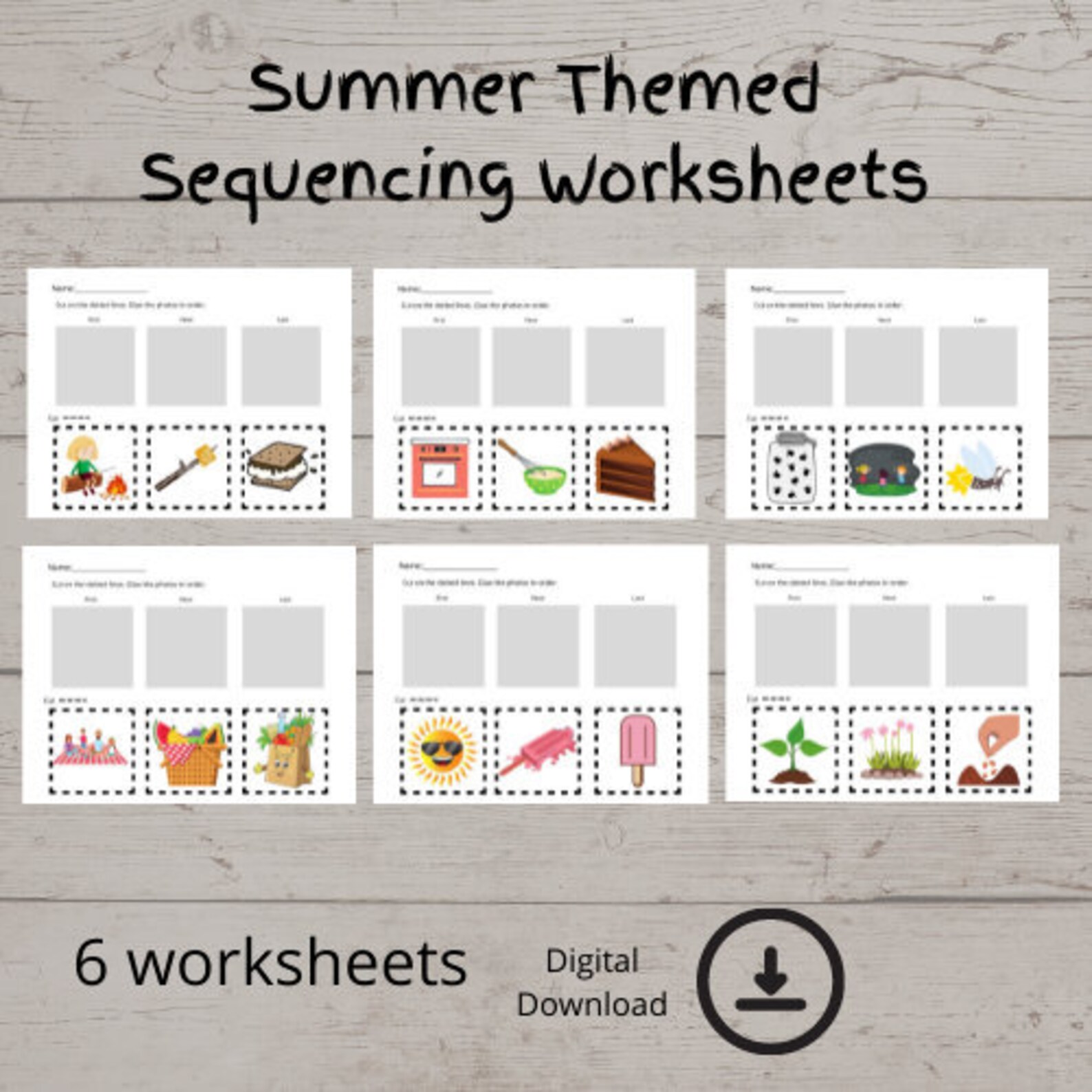 Homeschool Printables | Summer Themed Sequencing Worksheets | Digital ...
