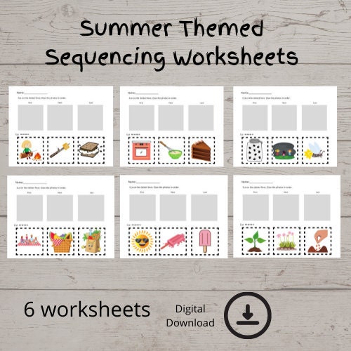 Homeschool Printables | Summer Themed Sequencing Worksheets | Digital ...