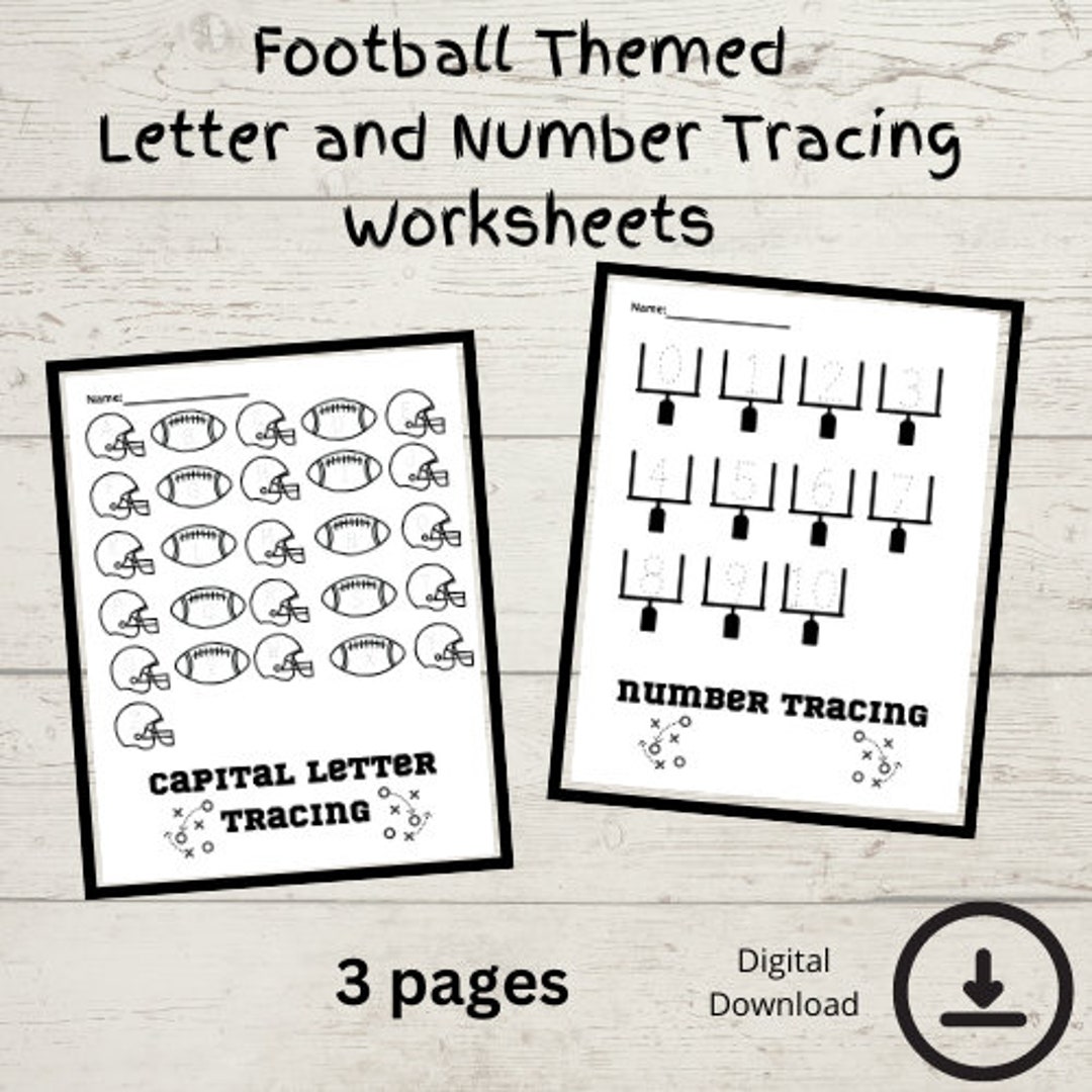 Football Themed Worksheet | Football Letter & Number Tracing | Digital ...