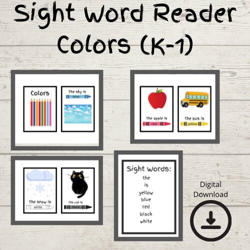 Homeschool Printables | Colors Sight Word Reader | Digital Download ...