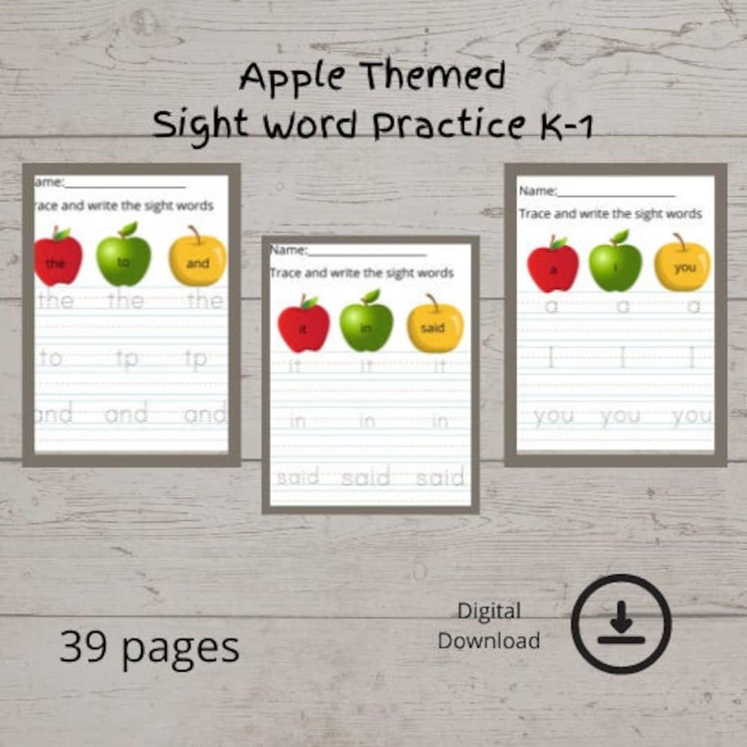 Homeschool Printables | Apple Theme Sight Word Writing Practice ...