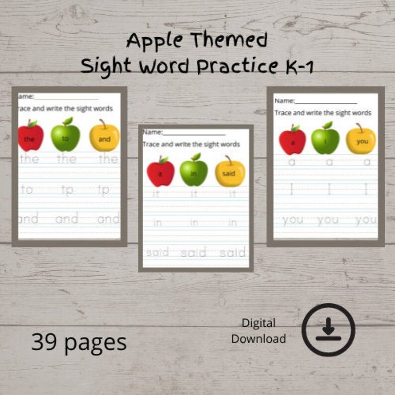 Homeschool Printables | Apple Theme Sight Word Writing Practice ...