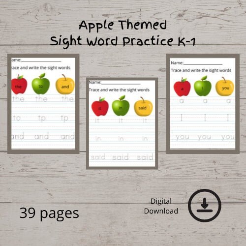 Homeschool Printables | Apple Theme Sight Word Writing Practice ...