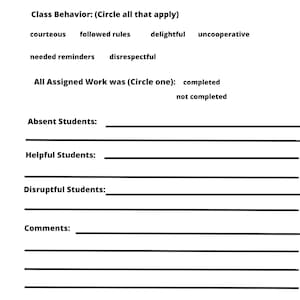 Substitute Teacher End of the Day Report | Middle and High School ...