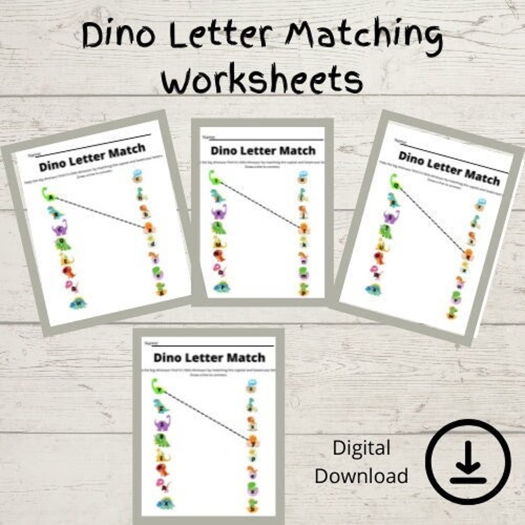 Dinosaur Themed Letter Matching Worksheet | Capital and Lowercase ...