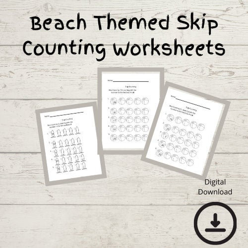 Homeschool Printables | Skip Counting on the Beach Worksheets | Digital ...