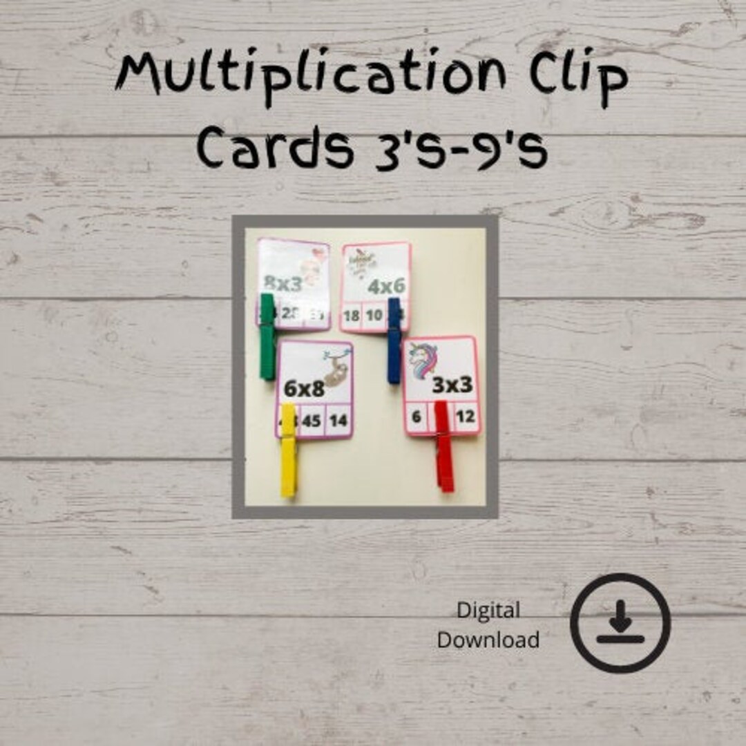 Homeschool Printables | Multiplication Clip Cards | Facts 3-9 | Girl ...